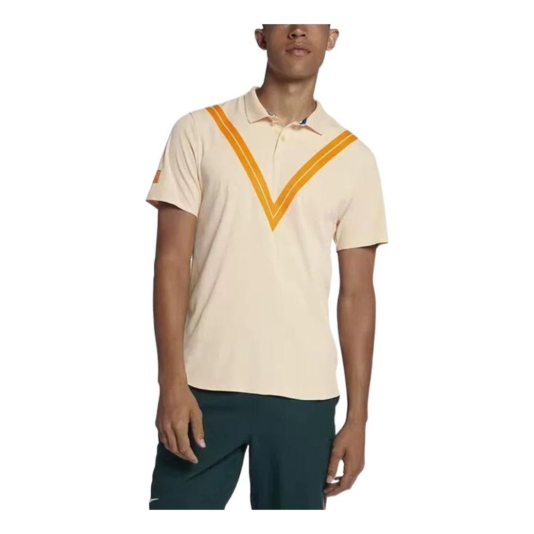 NIKE nike geometry pattern short sleeve polo shirt yellow